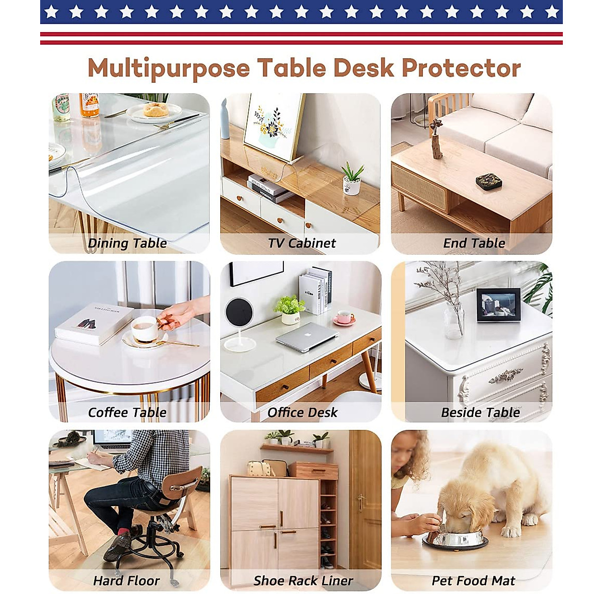 RostiKong 42 Inch Round Clear Plastic Dining Table Protector PVC Tablecloth Cover Vinyl Table Cloths Pad Waterproof Wipeable Furniture Desktop Tabletop Pad for Kitchen Room Coffee Desk Blotter Pad Mat