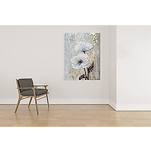 MYBEAUTYWALLA Vertical Flower Oil Painting - Hand Painted Abstract Floral Artwork with Gold Foil - Modern Still Life Pictures for Living Room Hallway Farmhouse Decor