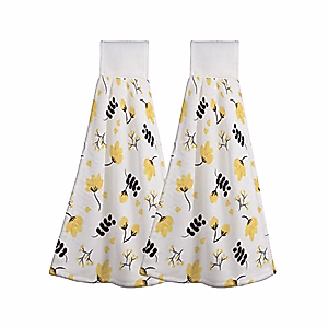 Kitchen Towel-Cute Yellow Flower-Hand Towels Tie Towel Soft Microfiber Absorbent Washcloth Also for Bathroom Hand Sink Laundry Room RV Tabletop 2pcs