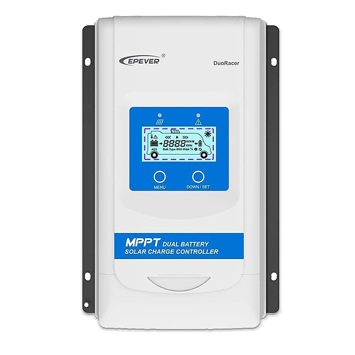 EPEVER 30A MPPT Dual Battery Solar Charge Controller 12V/24V Auto Max. PV 100V DuoRacer 30 Amp Controller for RV Camper Caravan Boat Trailer fit for Sealed, Gel, Flooded, Lithium Battery