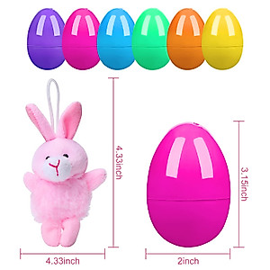 NEWBEA 24 Pcs Filled Easter Eggs with Plush Animal Toys,Plastic Easter Eggs with Toys Basket Stuffers Fillers, Classroom Prize Supplies