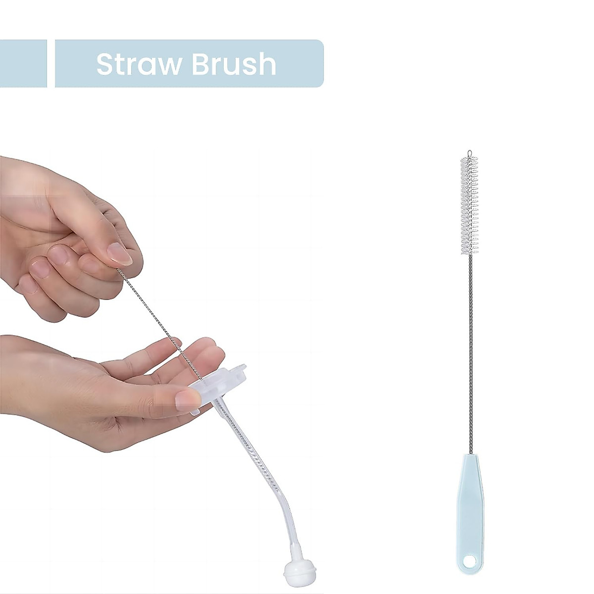 5-in-1 Baby Bottle Brush Set, Bottle Brush Cleaner, Bottle Cleaner Brush Set, Including Nylon and Silicone Bottle Brush, Bottle Cap Brush, Straw Brush, Nipple Brush, BPA-Free (Grey)