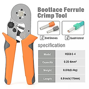 iCrimp Ferrule Crimping Tool Kit, AWG 23-10 Self-adjustable Ratchet Ferrule Crimper Plier c/w 770End Sleeve Ferrules Connector Terminals on Electrician, Contractors, Repair Support