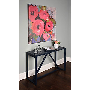 Kate and Laurel Kaya Two-Toned Wood Console Table, White Top with Walnut Brown Base