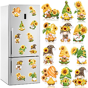 12Pcs Sunflower Gnome Refrigerator Magnets Spring Sunflower Party Decorations Spring Sunflower Refrigerator Magnets Sunflower Spring Gnome Fridge Garage Door Magnets for Fridge Car Mailbox Decor