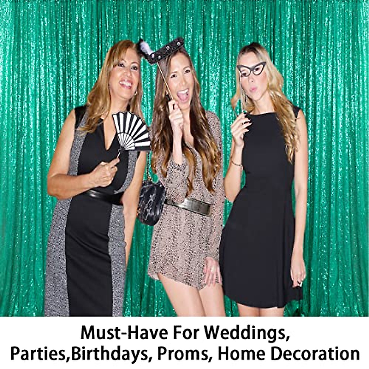 Sequin Curtain 2FTx8FT Green Sequin Curtain Sequin Backdrop Curtains Sequin Shower Curtain Panel Fabric Wedding Backdrop Photo Booth Backdrop (2FTx8FT, Green)