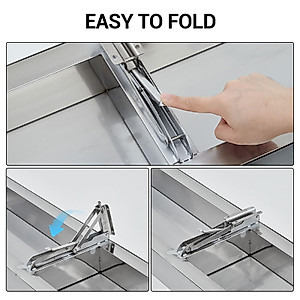 PrecisionAuto Concession Shelf 71" L x 11" W - 304 Stainless Steel Folding Serving Shelf, Wall Mount Shelving, Ideal for Food Truck, Grill Area, BBQ Table, Restaurant