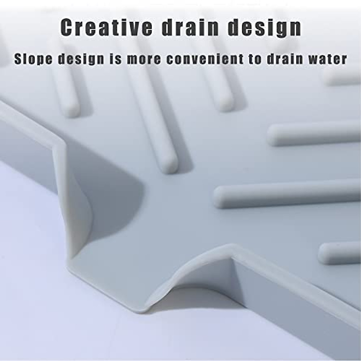 COMUSTER Kitchen Soap Tray, Silicone Sponge Holder for Bathroom Counter Sink Dish Bottle,Dishwashing Accessories（Grey）