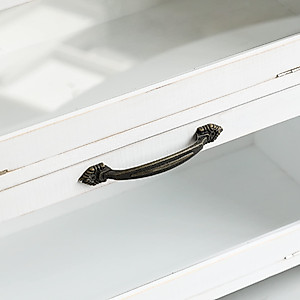 COLLECTIVE HOME - 2 Tiered Storage Cabinet, Countertop Cabinet, Wood Organizer for Kitchen Living Room Bedroom Office, 15.75 x 14.5 x 6.5 (no Pattern, Double Door, White)