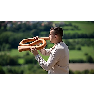 S-shaped Professional Didgeridoo for Meditation, Sound Healing Therapy, Yoga and Circular Breathing — NOT MADE IN CHINA — Mahogany Wood, 2-YEAR WARRANTY