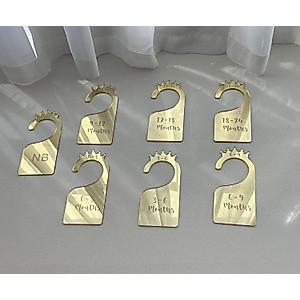 Baby Closet Dividers,Set of 7 Acrylic Mirror Baby Clothes Organizers for Wardrobe Closet Home Nursery from Newborn to 24 Months (Gold Mirror, Model 2)