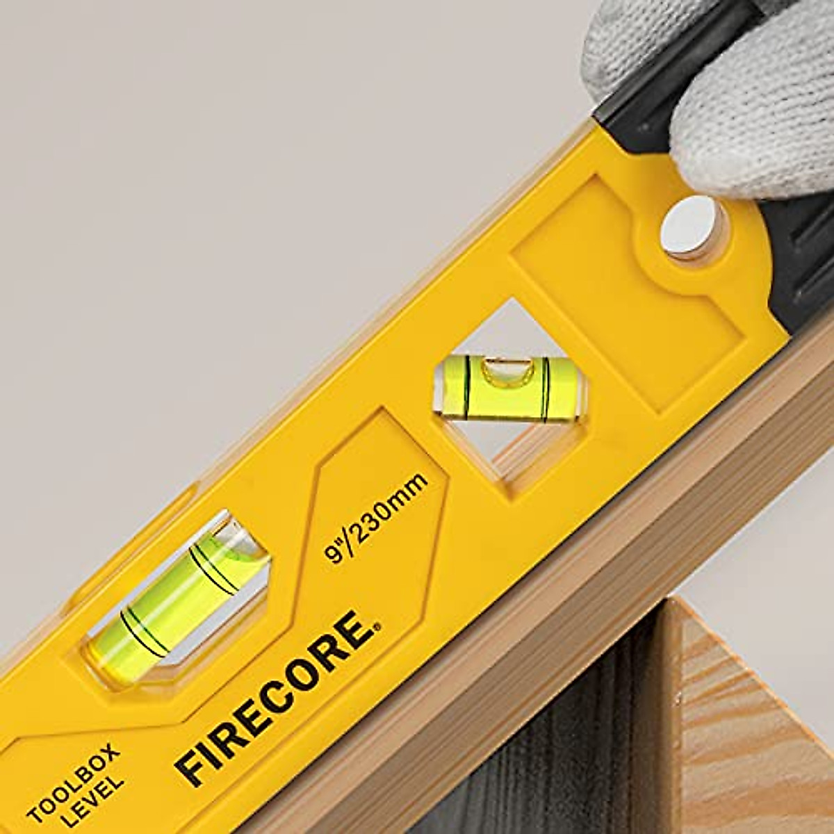 Firecore Magnetic Torpedo Level, 9-Inch Shockproof Toolbox Level with 3 Bubble Spirit Level 45 90 180 Degree