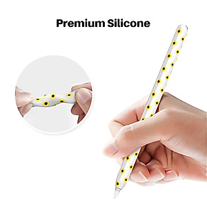 NIUTRENDZ Sunflower Case for Apple Pencil 2nd Generation Case Cover Silicone Protective Sleeve Accessories with 10pcs Apple Pencil Tips Cover (White)