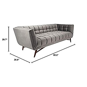 Safavieh Couture Home Onyx Modern Dark Blue Velvet and Walnut Tufted Sofa