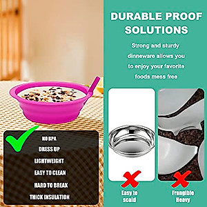 Klickpick Home Soup Cereal Bowls with Straws - Set of 8 Kids Bowls with Built-in Straws - 22 Ounce Toddler Sippy Bowls Dishwasher/Microwave Safe BPA Free