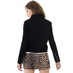 Apperloth A Women’s Solid Long Sleeve Faux Suede Motorcycle Jackets Zipper Short Coats