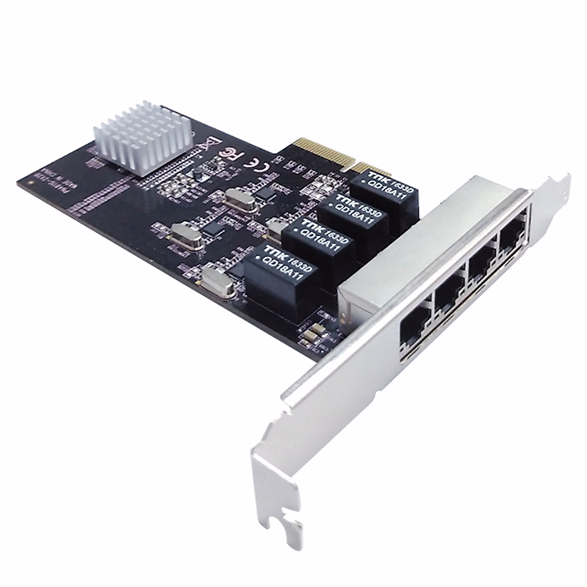 Vantec 4-Port PCIe Gigabit Ethernet Network Card with Low Profile Bracket 9K Jumbo Frame for PCIe x4/x8/x16 Slot Black/Silver (UGT-PC100GNA)