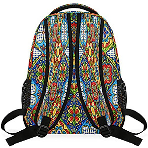 Custom Ethnic Mexican Talavera Backpack for Teens Boys Girls, Add Your Own Text Name Mexican Tiles Personalized Schoolbag Bookbags, Customized Laptops Backpack for Men Women