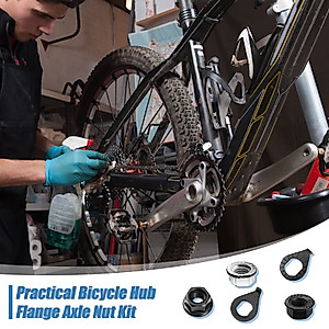 48 Pcs Bike Wheel Axle Nut and Safety Washer Kit 3 Sizes Bicycle Hub Flanged Hardware Nuts Steel Flange Axle Nut Wheel Retaining Bicycle Hook Hub Parts for Front and Rear Bike Wheel Mountain Road