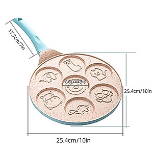MINTER Pancake Pan With 7 Animal Designs for kids - Round Ceramic Pancake Pan Nonstick Surface & Comfortable Handle - Mini Pancake Crepe Pans Griddle Nonstick (pink)