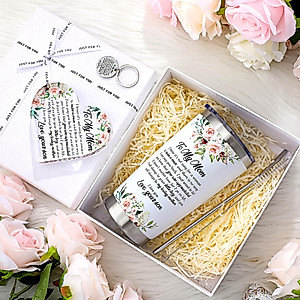 Layhit 3 Pcs Mom Tumbler Set Mom Gifts with 12 oz Insulated Wine Tumbler Keychain Acrylic Plaque Paperweight Mom Birthday Gifts Christmas Gifts for Mom(Rose Style)