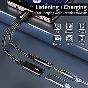 2 in 1 USB C to 3.5mm Headphone and Charger Adapter-USB C to 3.5 Headphone Jack Adapter,KOOPAO USB C PD 3.0 Quick Charging Port 60W Fast Charge Cable compatible for samsung Galaxy S23 S23+ S23 Ultra