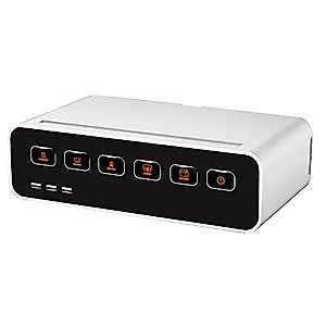 Kantek Cable Management Power HUB and Stand with USB Charging Ports, 5 OUTLETS, 3 USB, 6.5 FT Cord, White