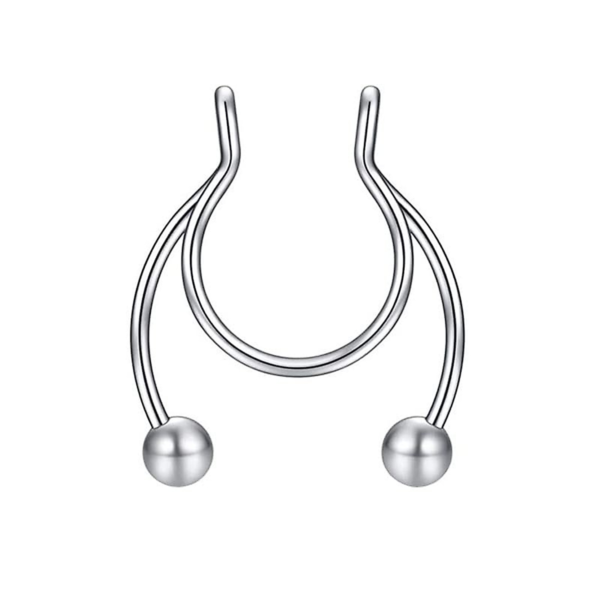 1 Pcs Nose Rings Hoop 18 Gauge Non Piercing Stainless Steel Clip On Fake Faux Septum Clicker Nose Hoop Ring Piercings Jewelry for Women Men Flower Nose Hoop (Silver, One Size)