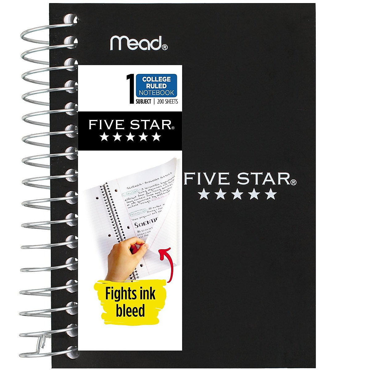 Five Star Fat Lil' Spiral Notebook, College Ruled Paper, 5-1/2" x 3-1/2", 200 Sheets, Color Will Vary (45388)