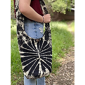 Original Collections Black and White Tie Dye Crossbody Shoulder Bag Large