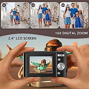 IEBRT Digital Camera,1080P Mini Kid Camera Vlogging Camera Video Camera LCD Screen 16X Digital Zoom 36MP Rechargeable Point and Shoot Camera for Compact Portable Kids Teens Gifts