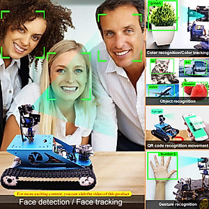 Yahboom AI Robot Kit Tank Chassis for Raspberry Pi 4B Camera Starter Kit Python Programmable Electronic Science Project DIY Smart Car Robotics for 16+ (Without Pi 4B)