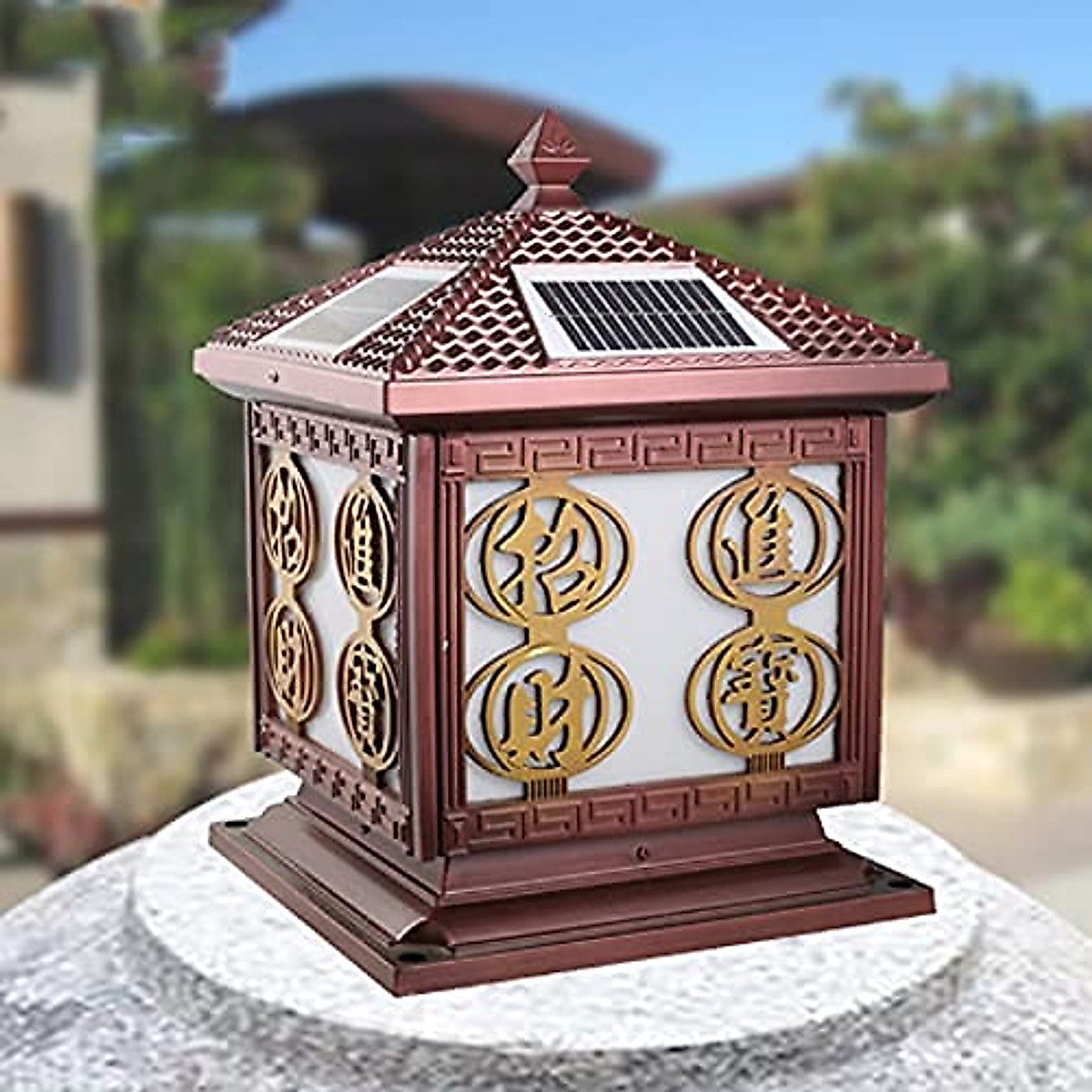 HSCW Brushed Aluminum, Acrylic Solar Outdoor Light Waterproof Decoration Wall Doorpost for Home Garden Post Column Headlight Solar Charging White