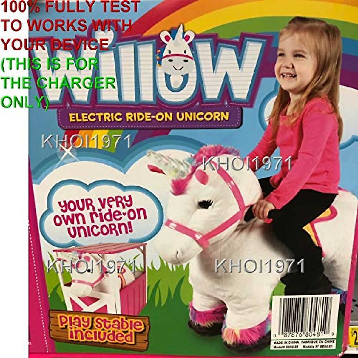 KHOI1971 Wall AC Adapter Power Cable Cord Compatible with Dynacraft Unicorn Stable Buddies Willow Plush Ride-On 8804-81 6V-Volt Battery