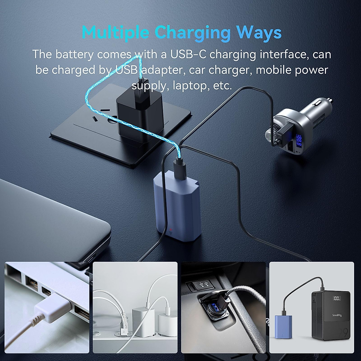 SMALLRIG NP-FZ100 2400mAh Camera Replacement Battery for Sony A7R V, A7 IV, A7S III, USB-C 2.5H Fast Charging Camera Battery for A7R IV, A7R III, A7 III, A7C, A7C II, A6600, A6700, FX3, ZV-E1-4265B