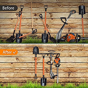 TIPSYTREE Garage Tool Organizer Wall Mount Yard Tool Organizer for Garage,2pcs Tool Storage Rack Garden Tool Hanger Max Load 400lbs for Garage, Garden and Yard