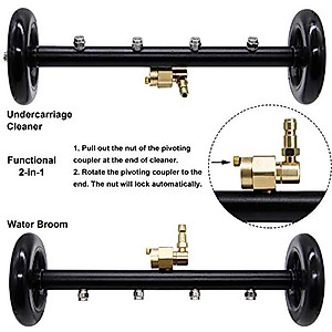Biswing Dual-Function Undercarriage Cleaner, 16 Inch Surface Cleaner for Pressure Washer, Underbody Car Wash Water Broom with 2 Pieces Straight Extension Wand, 1 Piece 90 Degree Curved Wand, 4000 PSI