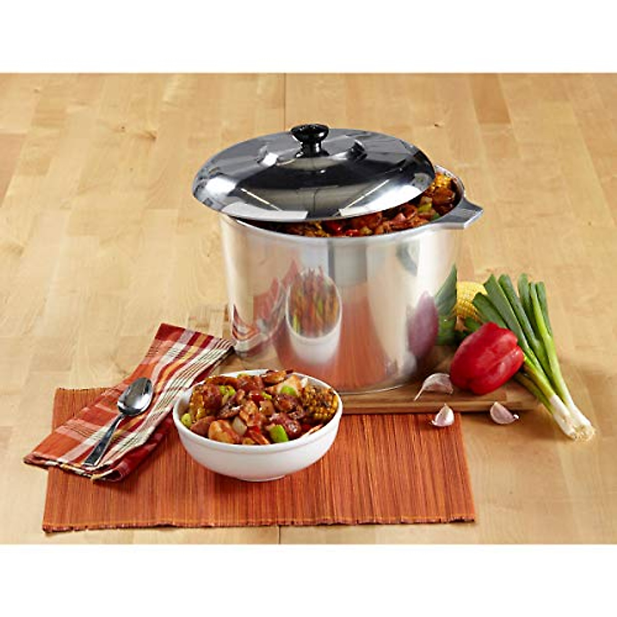 IMUSA USA Heavy Duty Cajun Aluminum Stock Pot 14 Quart, Silver