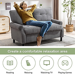 BOSMILLER 55" Loveseat Sofa, 2 Seater Sofa for Small Spaces, Removable Back and Thickened Soft Sofa Cushion, Furniture for Bedroom, Living Room, Apartment, Solid and Easy to Install (Light Grey)