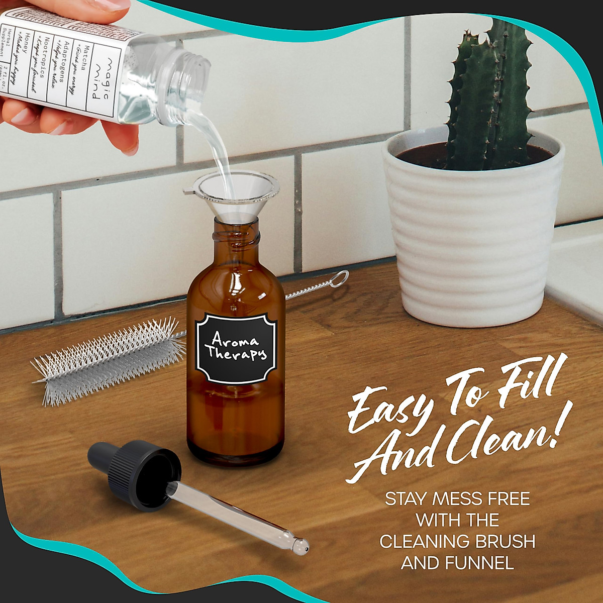 Nevlers 48PK Amber 2 oz Dropper Bottles Glass Set | Leakproof Amber Dropper Bottles Useable as Tincture Bottles with Dropper, Droppers for Oils, Medicine Dropper, Eye Dropper, & Gifts for Mom