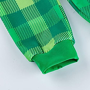 AGQT Toddler Baby Boy Girls St. Patrick's Day Outfit Set Green Shamrock 2pcs Romper Pant Set Two Elf Size 12-24 Months(80)