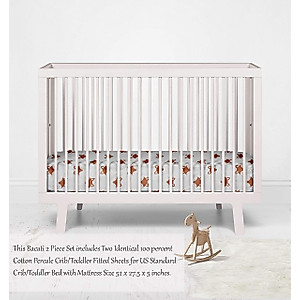 Bacati - Playful Fox Orange/Grey 2 Pack Crib Fitted Sheets (Orange/Grey Fox Print)