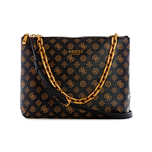 GUESS womens Turin Status Shoulder Bag, Mocha Logo, one size US
