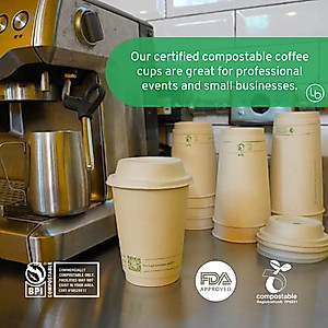 12oz Plastic-free Coffee Cups by Living Balance | 100 cups with Integrated Sleeves. Best alternatives to plastic cups.