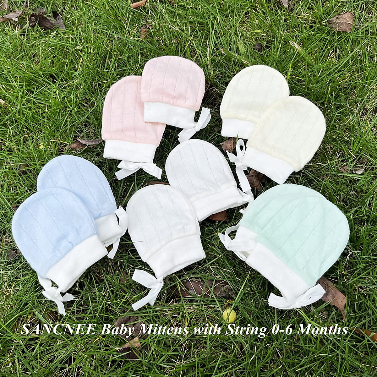 SANCNEE Baby Mittens with String 0-6 Months, Infant No Scratch Gloves Girl Newborn,4 Pairs…