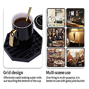 Octagon Coffee Drip Tray by Hard Black Plastic for Coffee Countertop (4" - 1 Pcs)