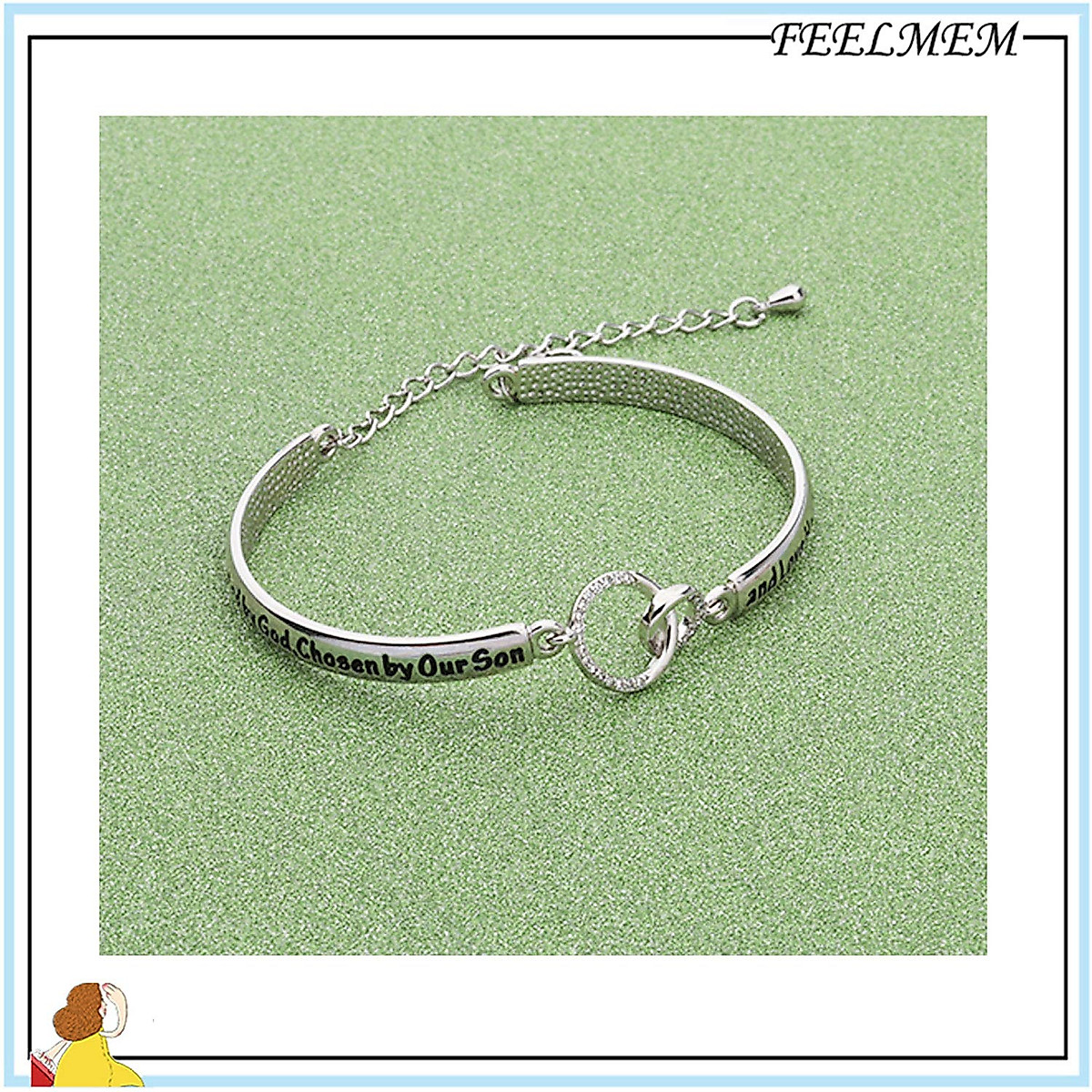 FEELMEM Daughter in Law Gift You Were Created By God Chosen By Our Son And Love Has Made You Our Daughter Bangle Bracelet Wedding Gift Jewelry For Bride Bridal Shower Gift (You-greated silver)