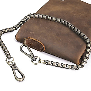 Le'aokuu Mens Genuine Crazy Horse Leather Cowhide Bifold Card Case Purse Wallet Snap Button