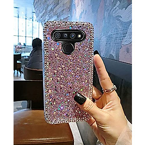 Accgoal for LG Stylo 6 Glitter Sparkle Bling Case for Girly Women,Rhinestone Bumper Protective Cover for LG Stylo 6 (Pink)