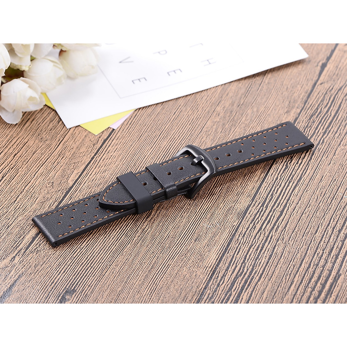 Adebena 6Pieces Rubber Watch Band Strap Loops Black Clear Replacement Resin Holder Retainer 18mm 20mm 22mm with Spring Bar Tools (16mm, Black)